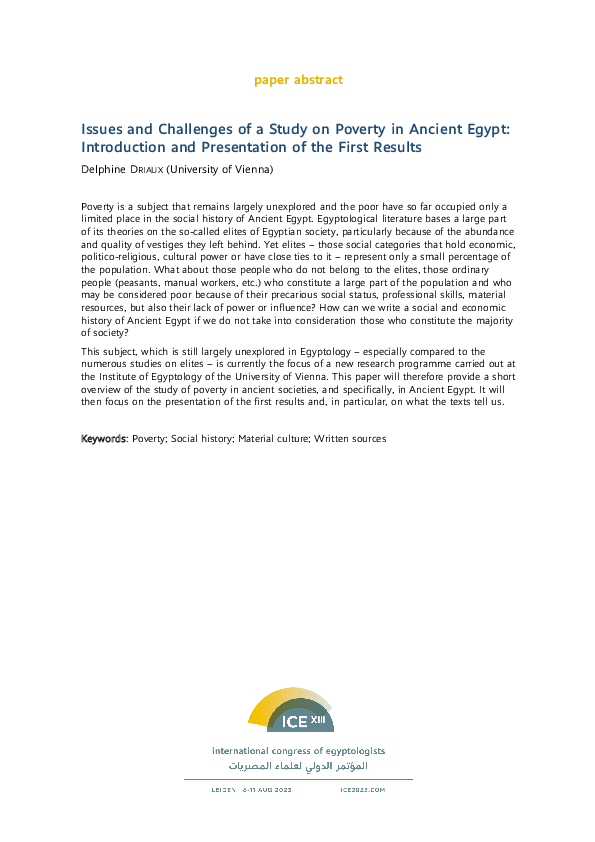 (PDF) Issues and Challenges of a Study on Poverty in Ancient Egypt ...