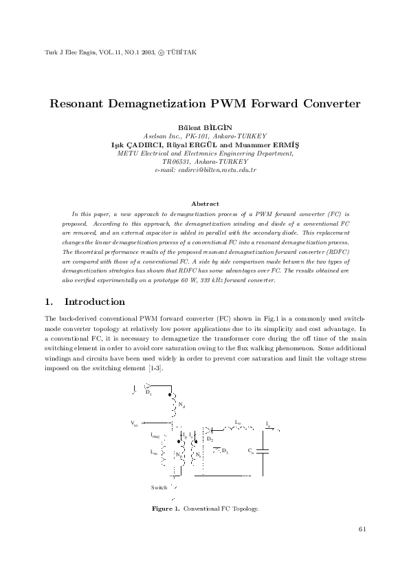 (PDF) Resonant Demagnetization PWM Forward Converter