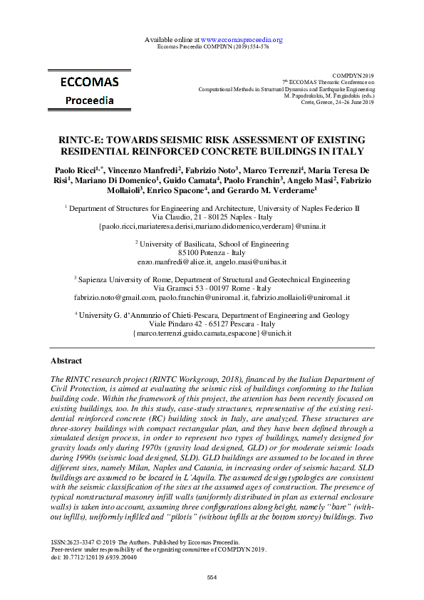 Pdf Seismic Reliability Assessment Of Existing Reinforced Concrete Buildings