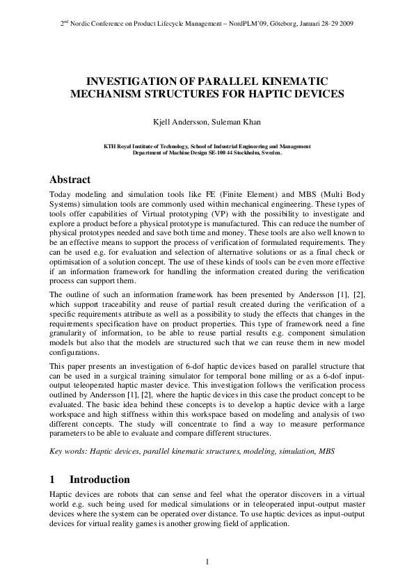 (PDF) Dynamic based control strategy for haptic devices