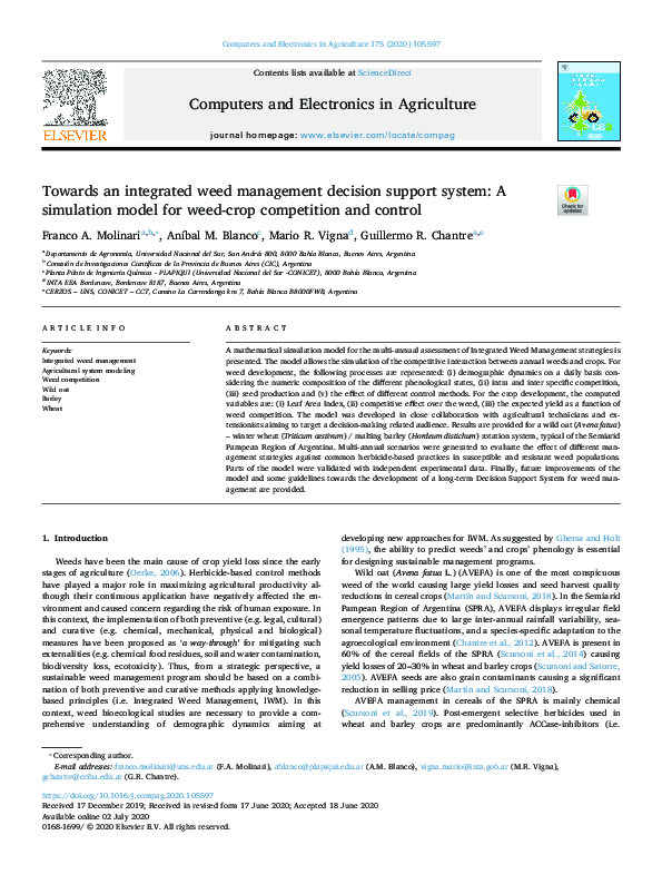 (PDF) Towards an integrated weed management decision support system: A ...