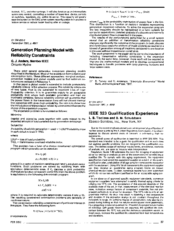 (PDF) Generation Planning Model with Reliability Constraints