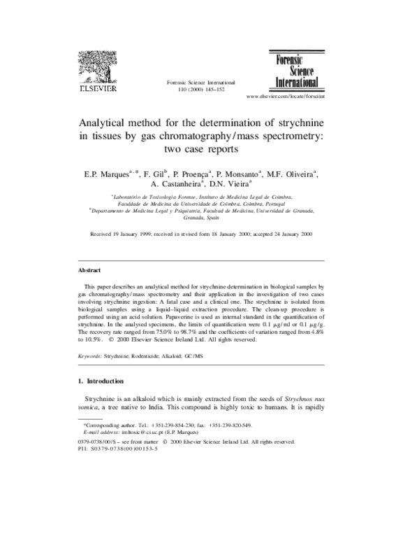 (PDF) Analytical method for the determination of strychnine in tissues ...