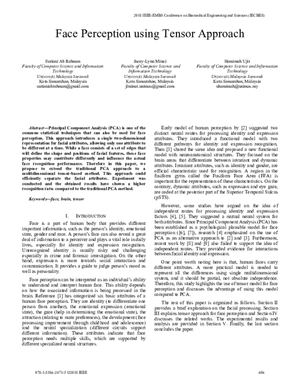 (PDF) Face Perception using Tensor Approach