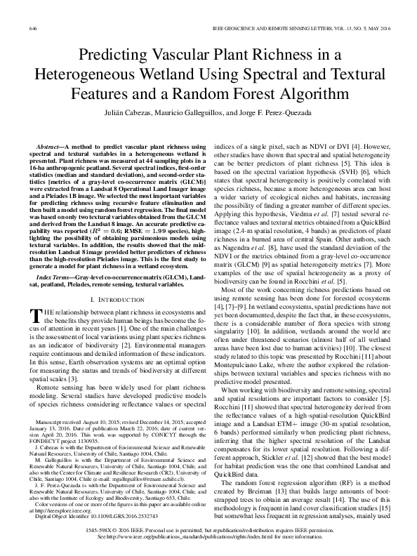(PDF) Predicting Vascular Plant Richness in a Heterogeneous Wetland ...