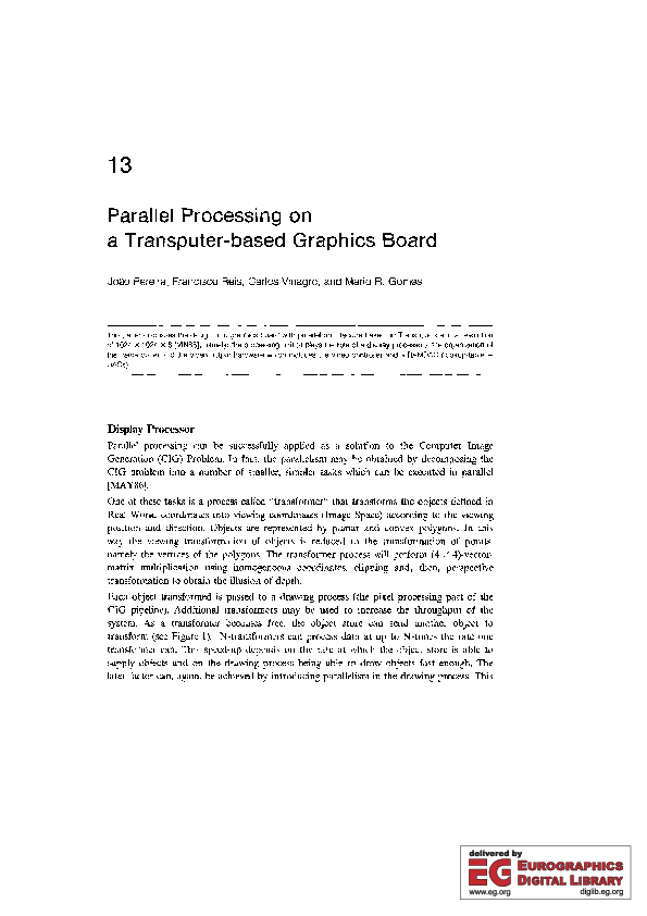 (PDF) Parallel Processing on a Transputer-based Graphics Board