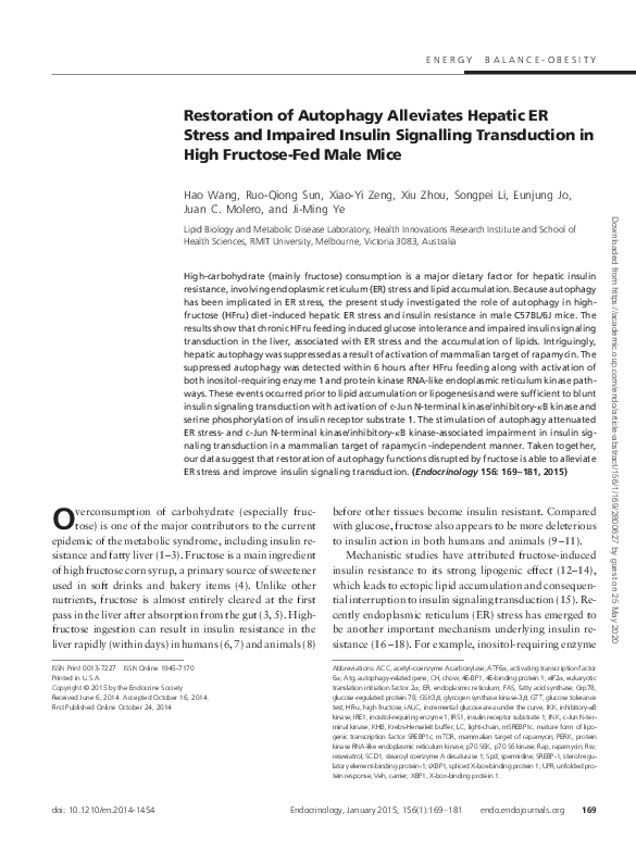 (PDF) Restoration of Autophagy Alleviates Hepatic ER Stress and ...