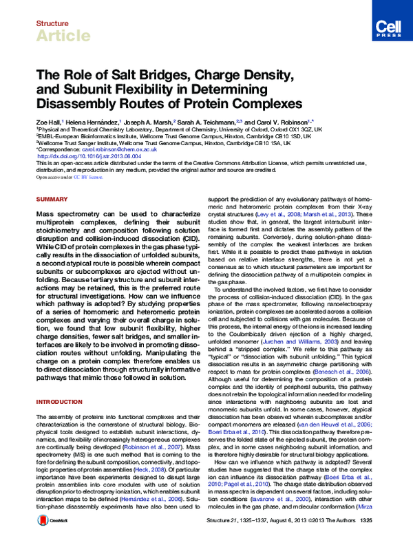 (PDF) The Role of Salt Bridges, Charge Density, and Subunit Flexibility ...