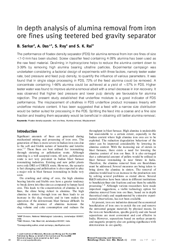 (PDF) In depth analysis of alumina removal from iron ore fines using ...