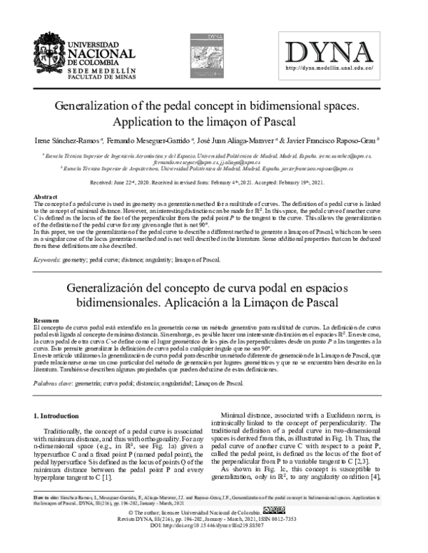 (PDF) Generalization of the pedal concept in bidimensional spaces ...