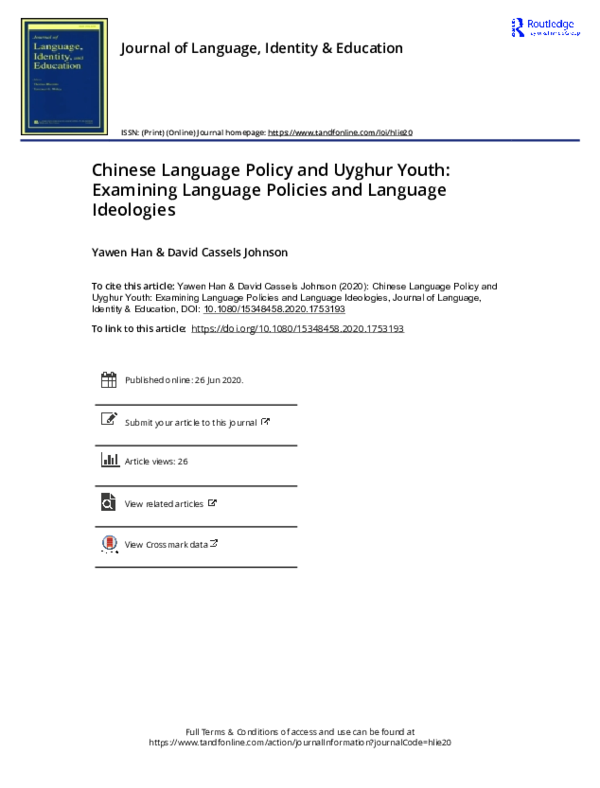 (PDF) Chinese Language Policy and Uyghur Youth: Examining Language ...