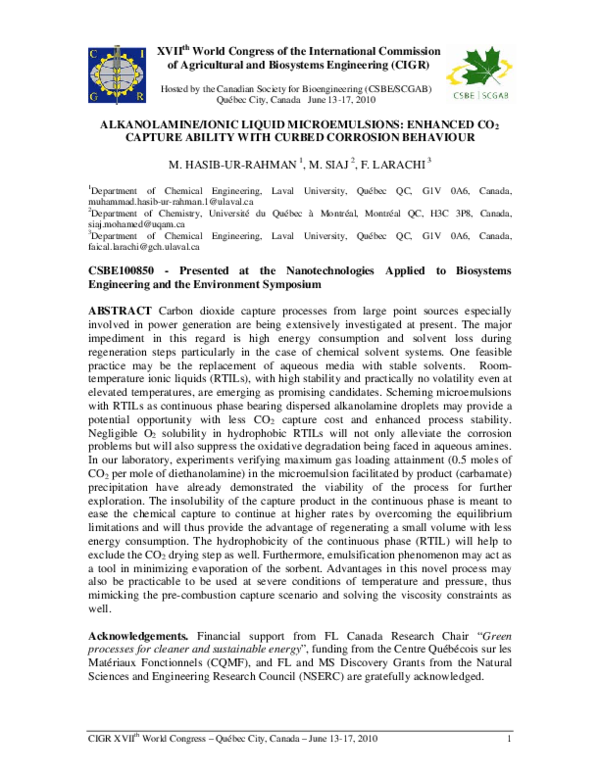 (PDF) Alkanolamine/ionic liquid microemulsions: enhanced co2 capture ...