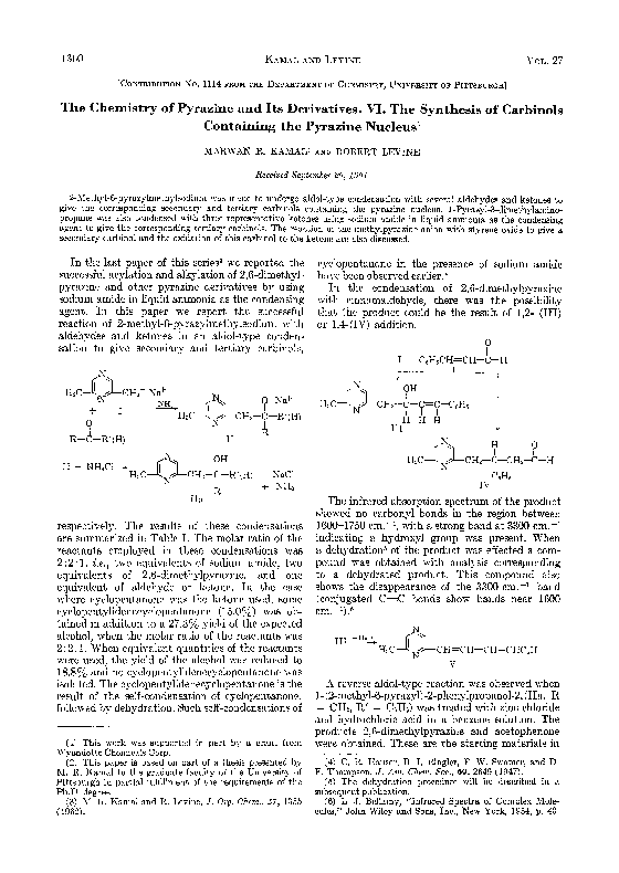 Pdf The Chemistry Of Pyrazine And Its Derivatives Vi The Synthesis