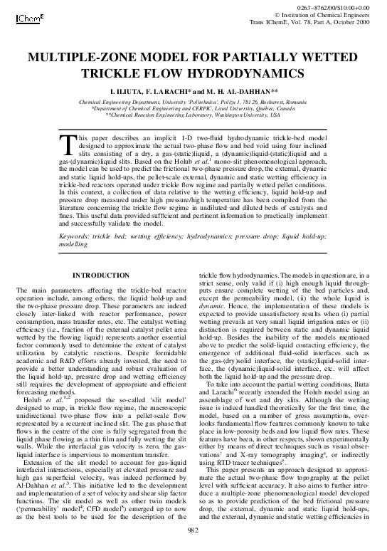 (PDF) Multiple-Zone Model for Partially Wetted Trickle Flow Hydrodynamics