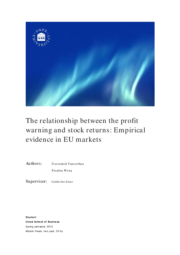 (PDF) The relationship between the profit warning and stock returns ...