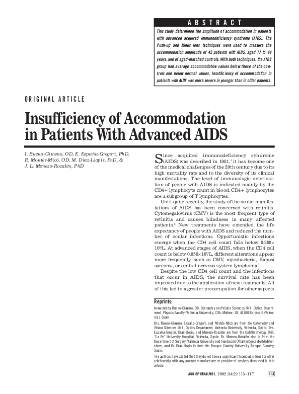 (PDF) Insufficiency of accommodation in patients with advanced AIDS