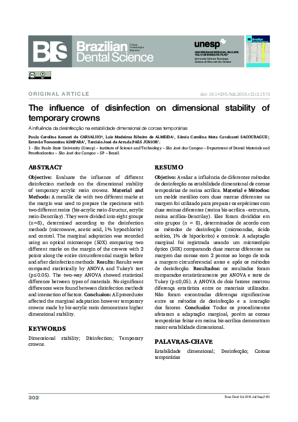 (PDF) The influence of disinfection on dimensional stability of ...
