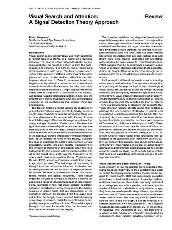 (PDF) Visual Search and Attention