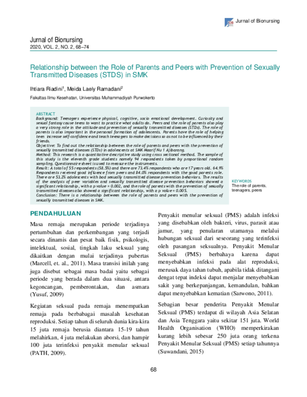 (PDF) Hubungan Peran Orang Tuadan Teman Sebaya dengan Perilaku ...