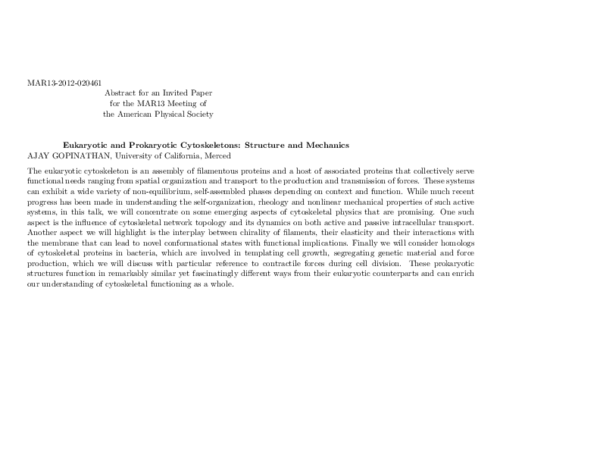 (PDF) Eukaryotic and Prokaryotic Cytoskeletons: Structure and Mechanics ...