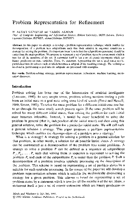 (PDF) Problem representation for refinement | H. Altay Güvenir - Academia.edu