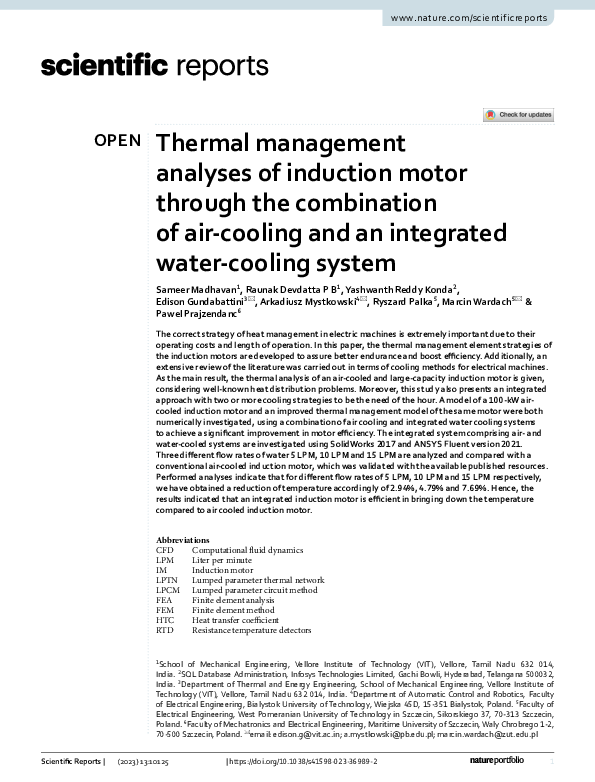 (PDF) Thermal management analyses of induction motor through the ...