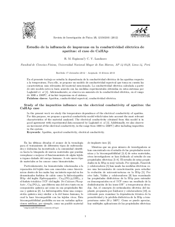 (PDF) Estudio de la influencia de impurezas en la conductividad ...