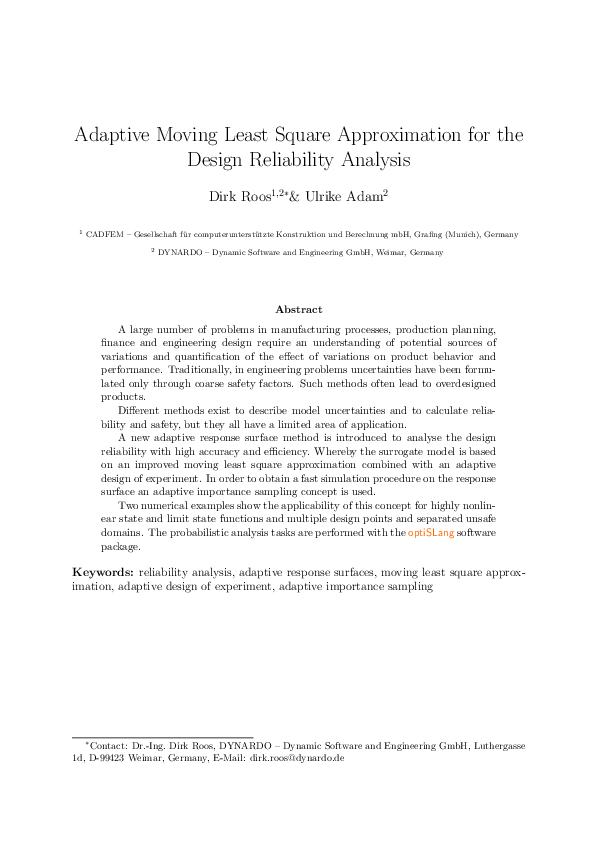 Pdf Adaptive Moving Least Square Approximation For The Design