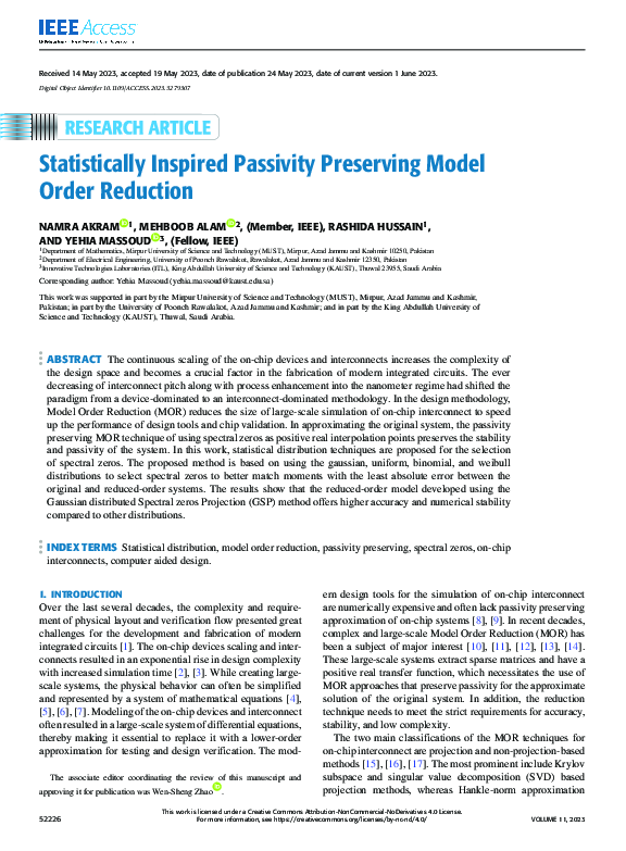(PDF) Statistically Inspired Passivity Preserving Model Order Reduction