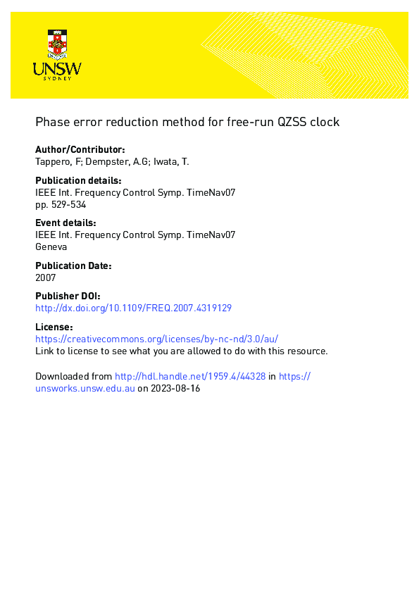 (PDF) Phase error reduction method for free-run QZSS clock