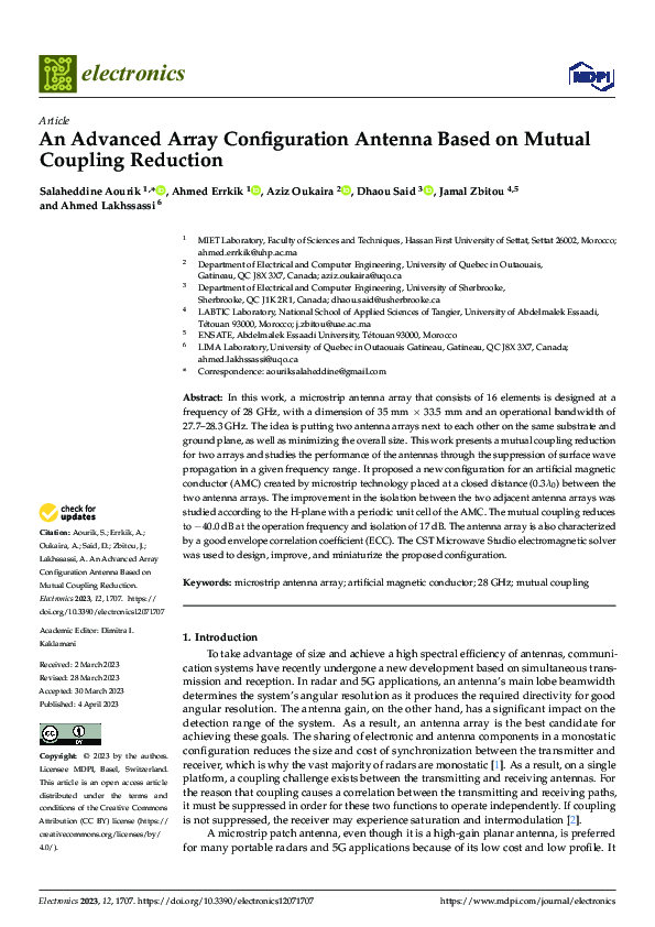 Pdf An Advanced Array Configuration Antenna Based On Mutual Coupling