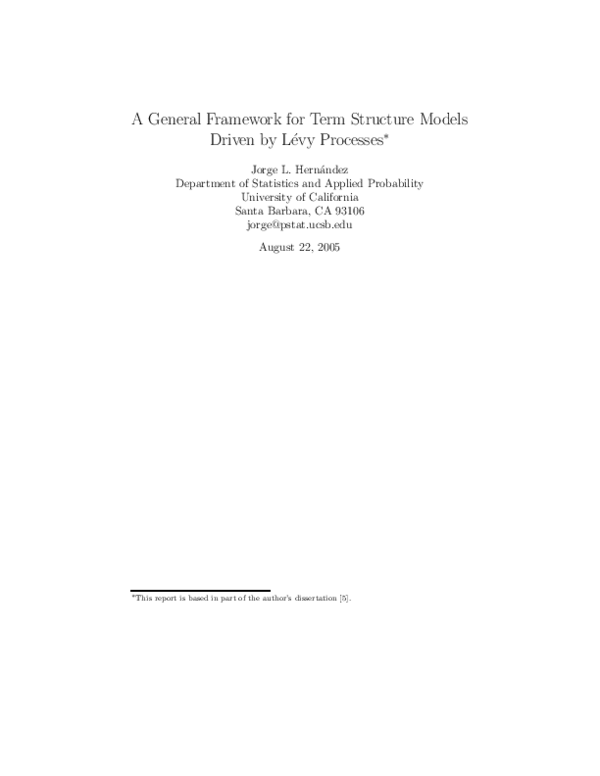 (PDF) A General Framework for Term Structure Models Driven by Levy ...