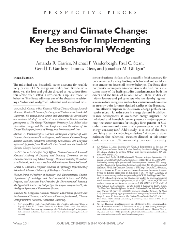 (PDF) Energy and Climate Change: Key Lessons for Implementing the ... (PDF) Energy and Climate Change: Key Lessons for Implementing the ...