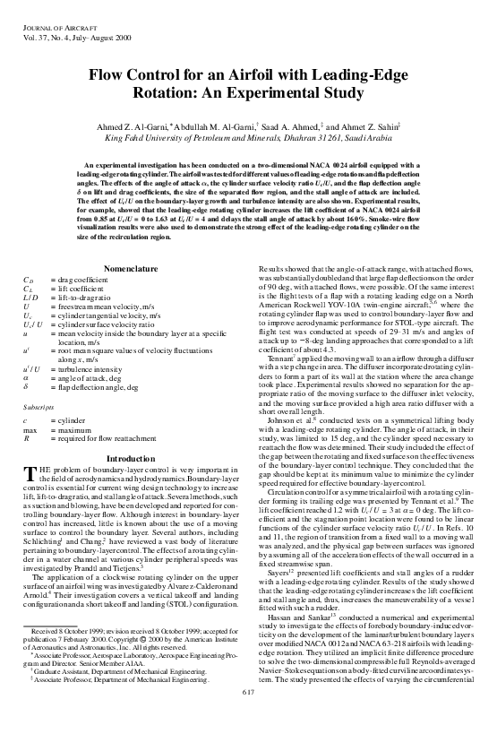 (PDF) Flow Control for an Airfoil with Leading-Edge Rotation: An Experimental Study