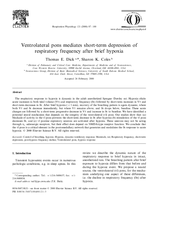 (PDF) Ventrolateral pons mediates short-term depression of respiratory ...