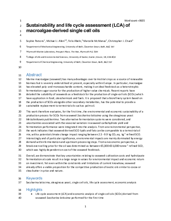 (PDF) Sustainability and life cycle assessment (LCA) of macroalgae ...