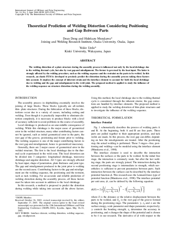 (PDF) Theoretical prediction of welding distortion in large and complex structures