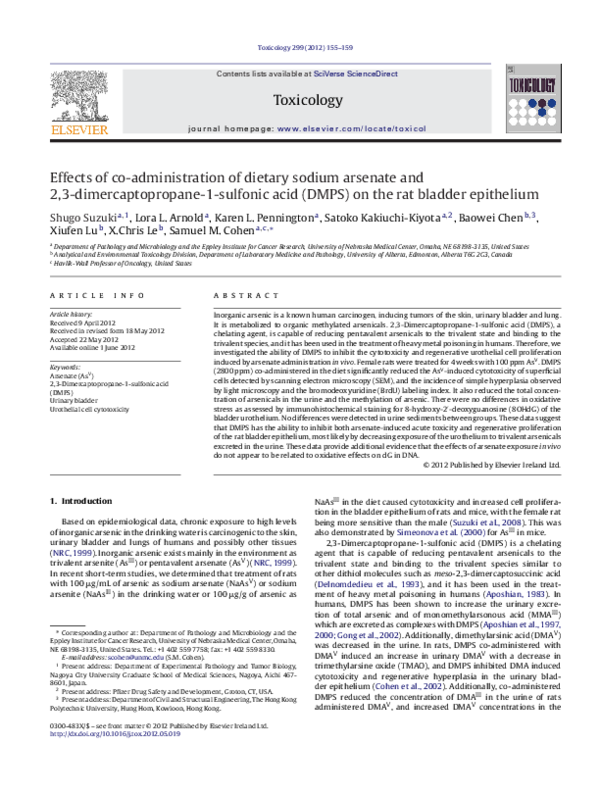 (PDF) Effects of co-administration of dietary sodium arsenate and 2,3 ...