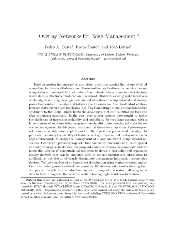 (PDF) Overlay Networks for Edge Management