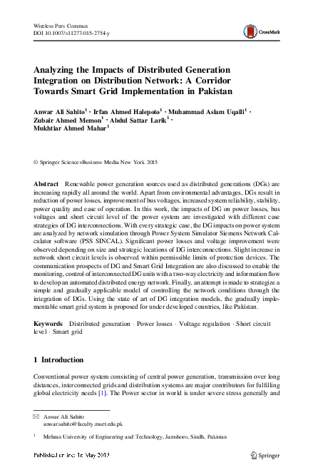 (PDF) Analyzing the Impacts of Distributed Generation Integration on Distribution Network: A ...