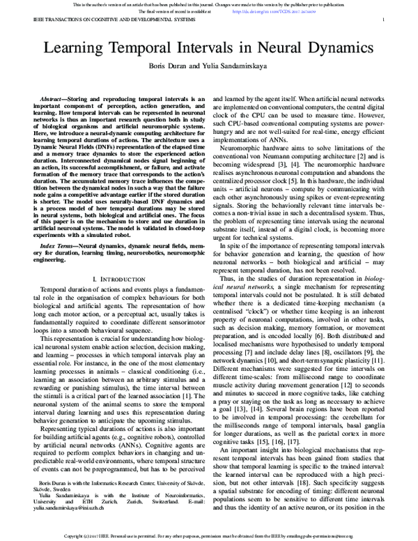 (PDF) Neural Dynamics for Learning Temporal Intervals in Actions