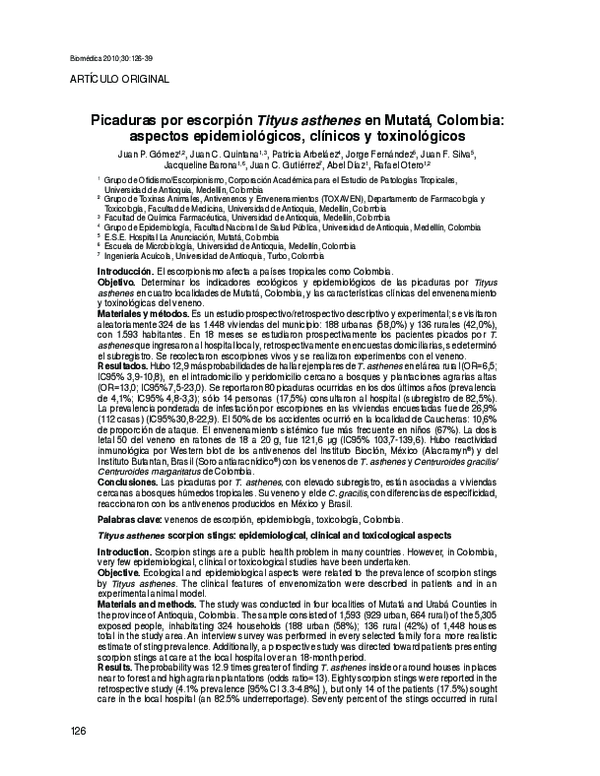 (PDF) Picaduras por escorpión Tityus asthenes en Mutatá, Colombia ...