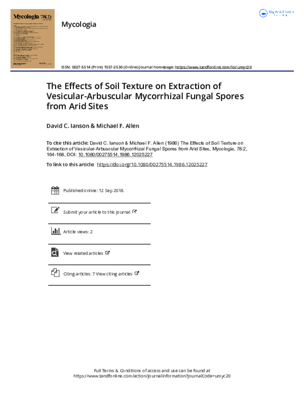 (PDF) The Effects of Soil Texture on Extraction of Vesicular-Arbuscular ...