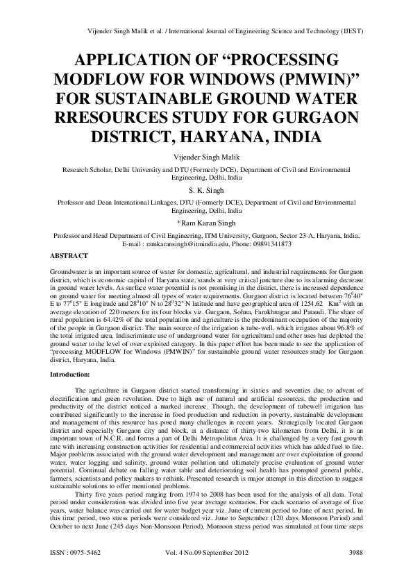(PDF) Application of “Processing Modflow for Windows (Pmwin)” for ...