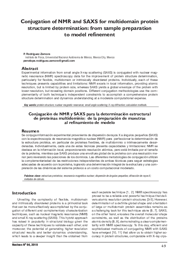 (PDF) Conjugation of NMR and SAXS for multidomain protein structure ...