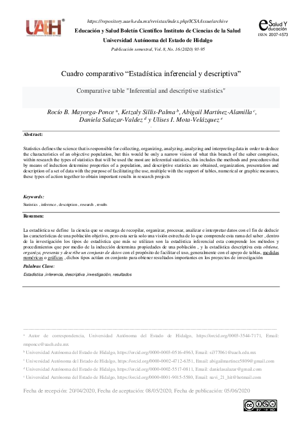 (PDF) Cuadro comparativo “Estadistica inferencial y descriptiva”