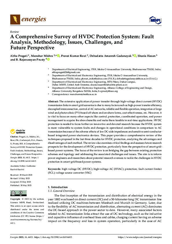 (PDF) A Comprehensive Survey of HVDC Protection System: Fault Analysis, Methodology, Issues ...