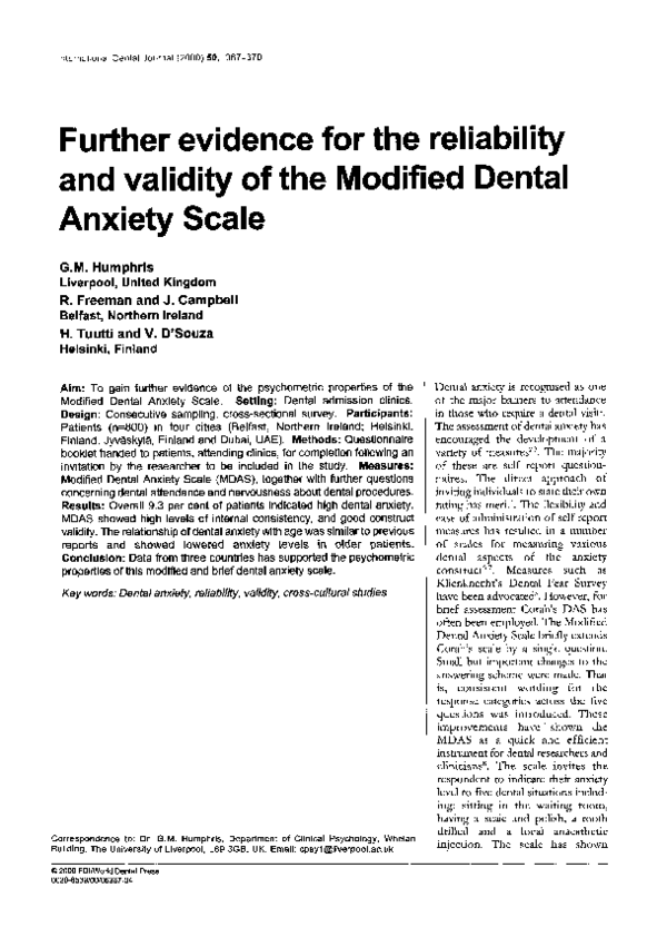 (PDF) Further evidence for the reliability and validity of the Modified ...