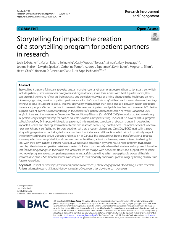 (PDF) Storytelling for impact: the creation of a storytelling program ...