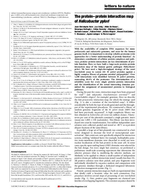 (PDF) The protein-protein interaction map of Helicobacter pylori ...